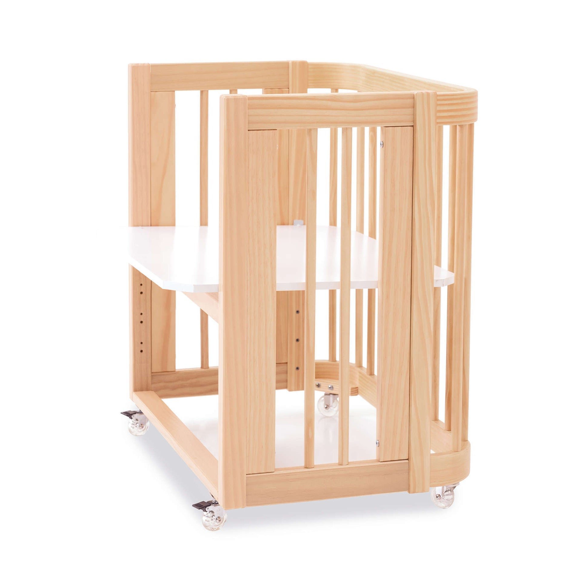 Minicuna ovalada con ruedas para bebé 55x70 cm en madera