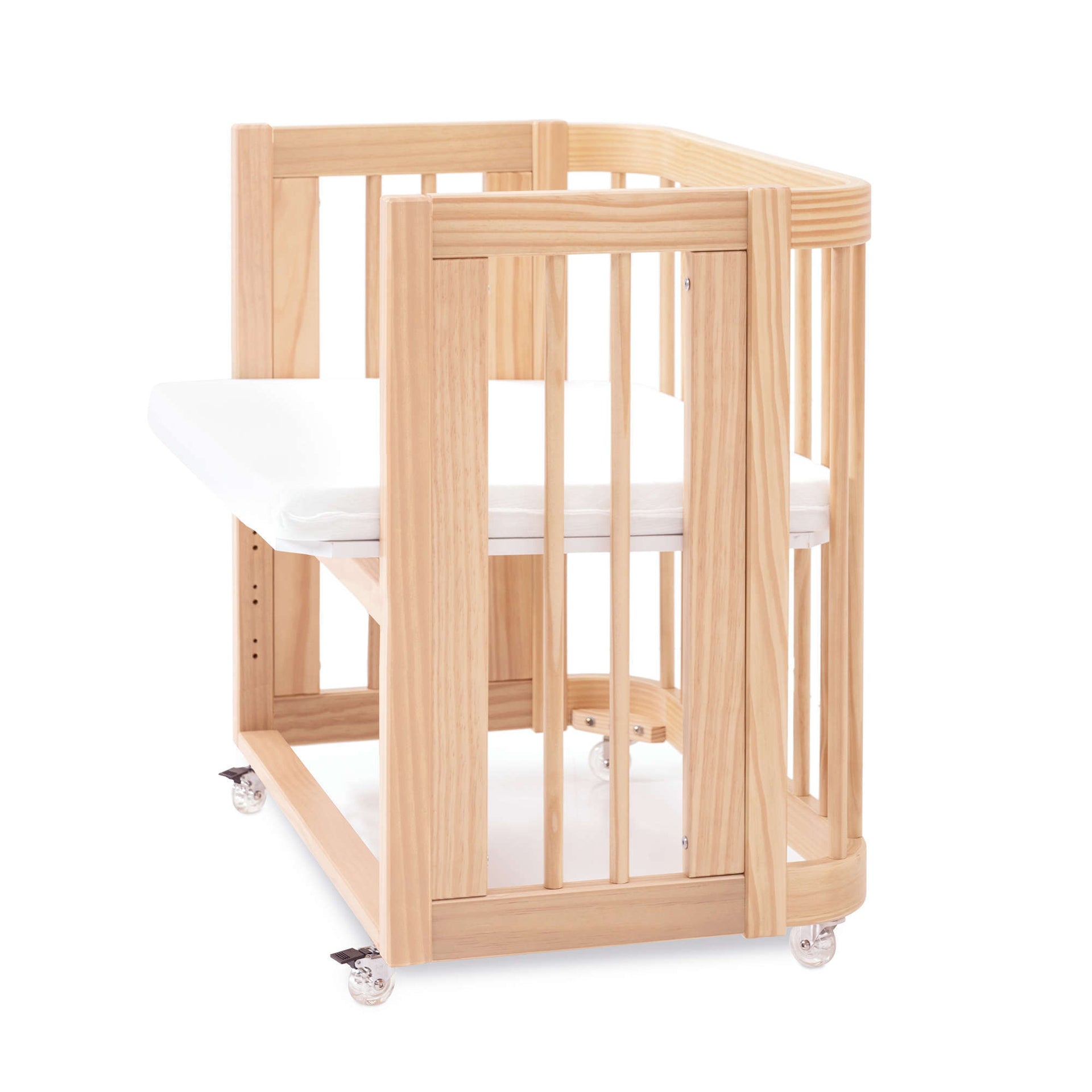 Minicuna ovalada con ruedas para bebé 55x70 cm en madera