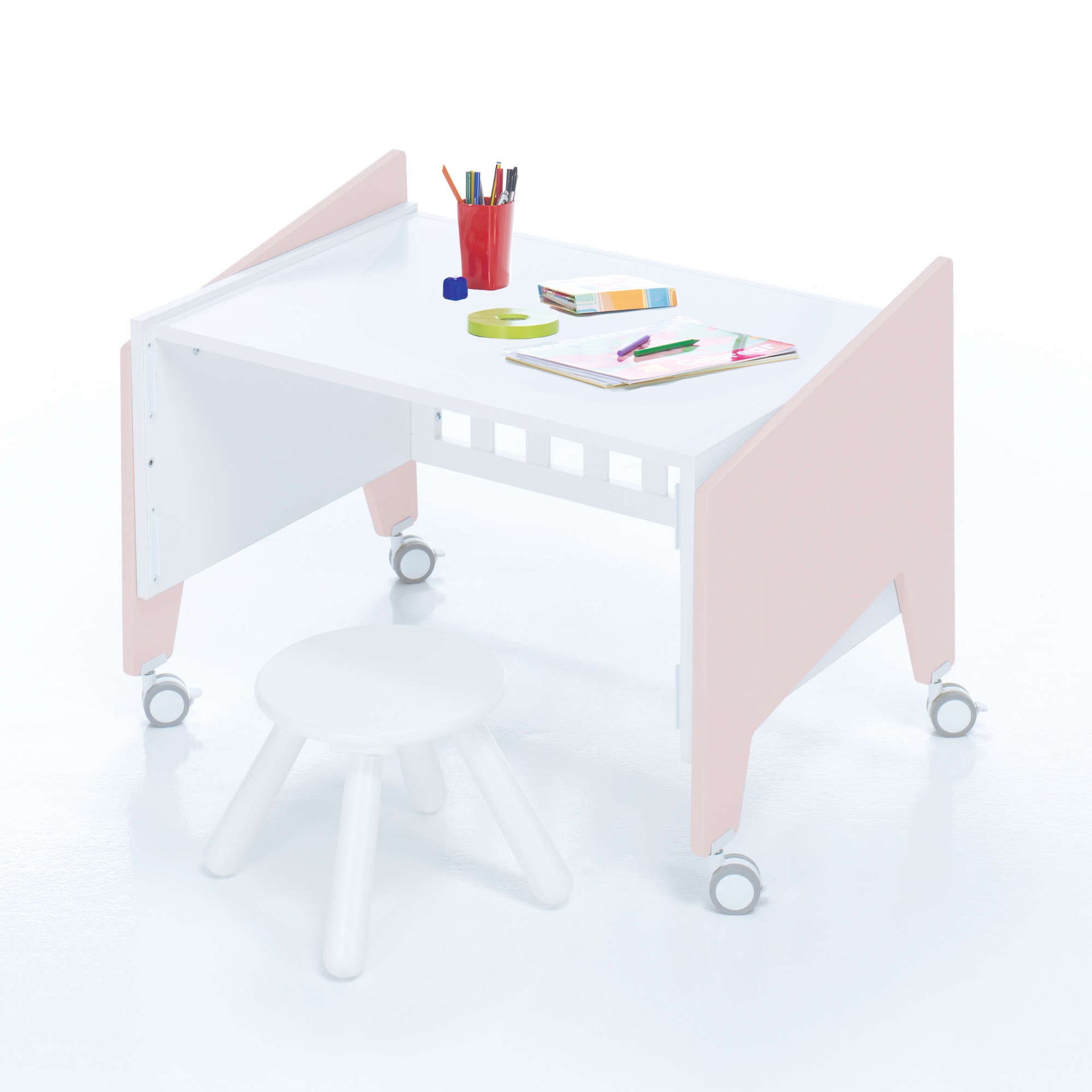 Minicuna con ruedas convertible en colecho (5en1) color rosa